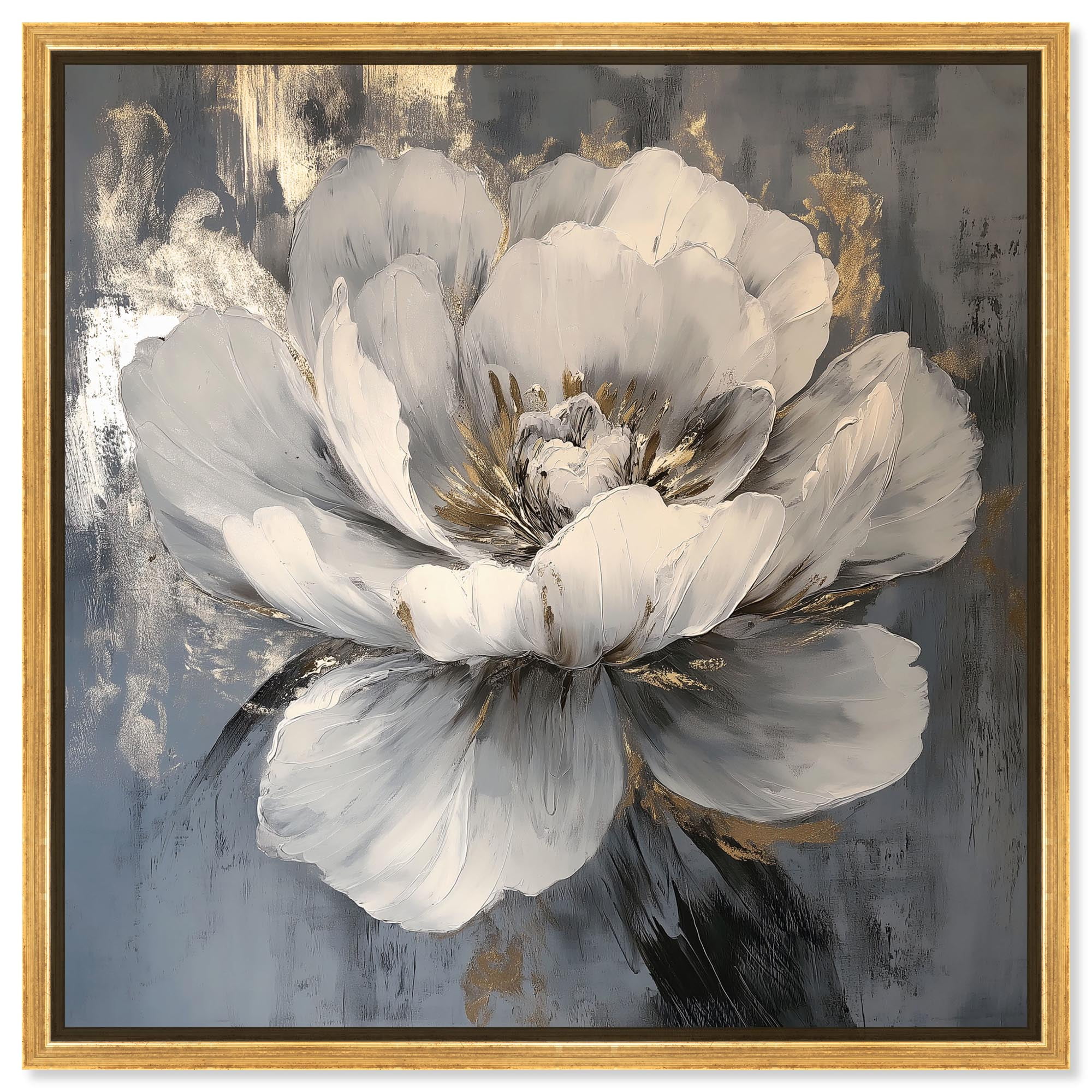 Ivory Incarnation II Canvas Luxe Flower Art by Art Remedy, Gold Frame ...