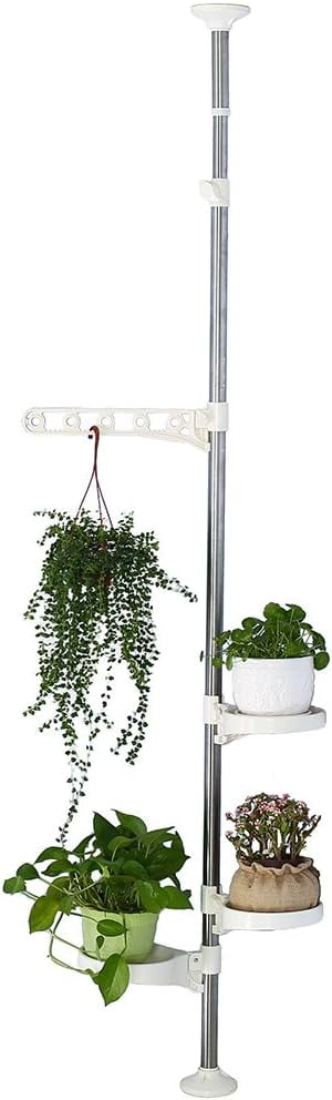 Ivory Indoor Plant Pole Stand Tension Rod Hanger Window Sill Flower ...