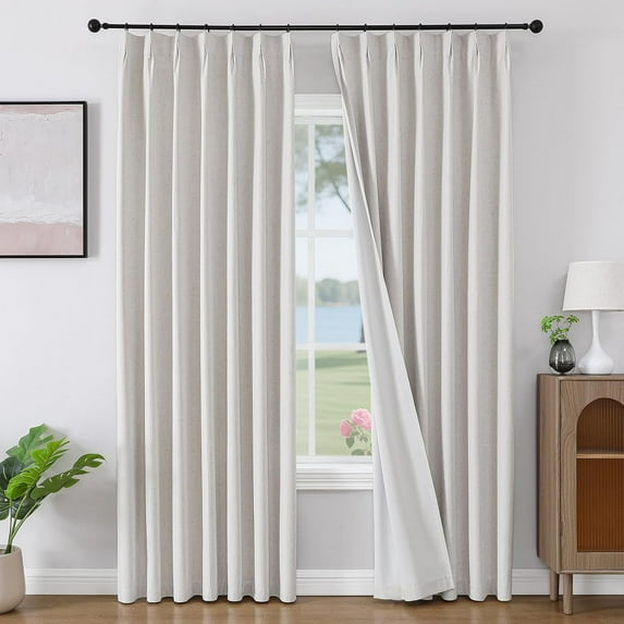 Ivory Linen Curtains Light Filtering | 52 Inch Width | For Living Room ...