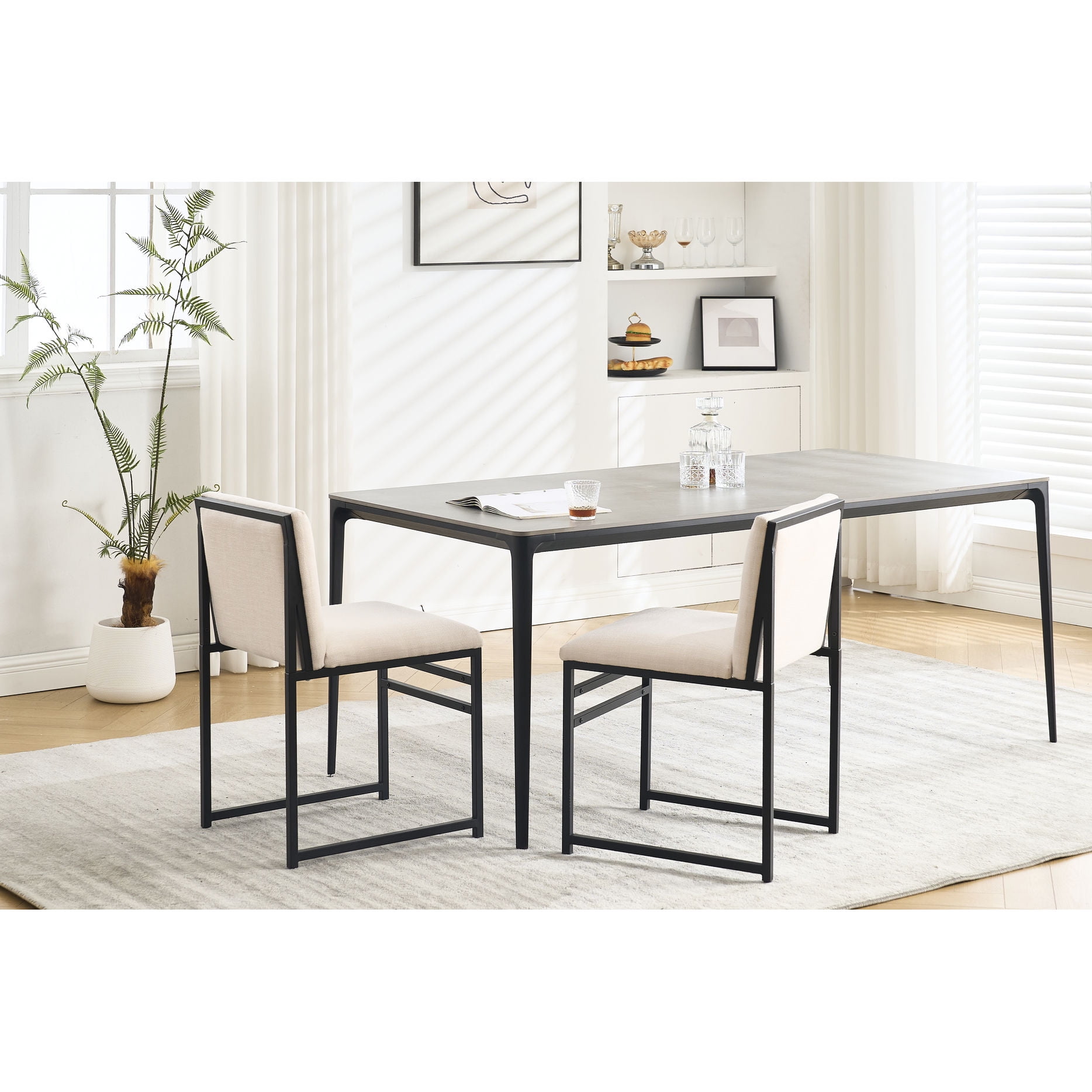 Ivory Linen Dining Chairs+Comfort - oriented Design”-“Dining/Office ...