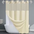 Ivory Long Hotel Shower Curtain with Detachable Liner - 230GSM Waffle ...
