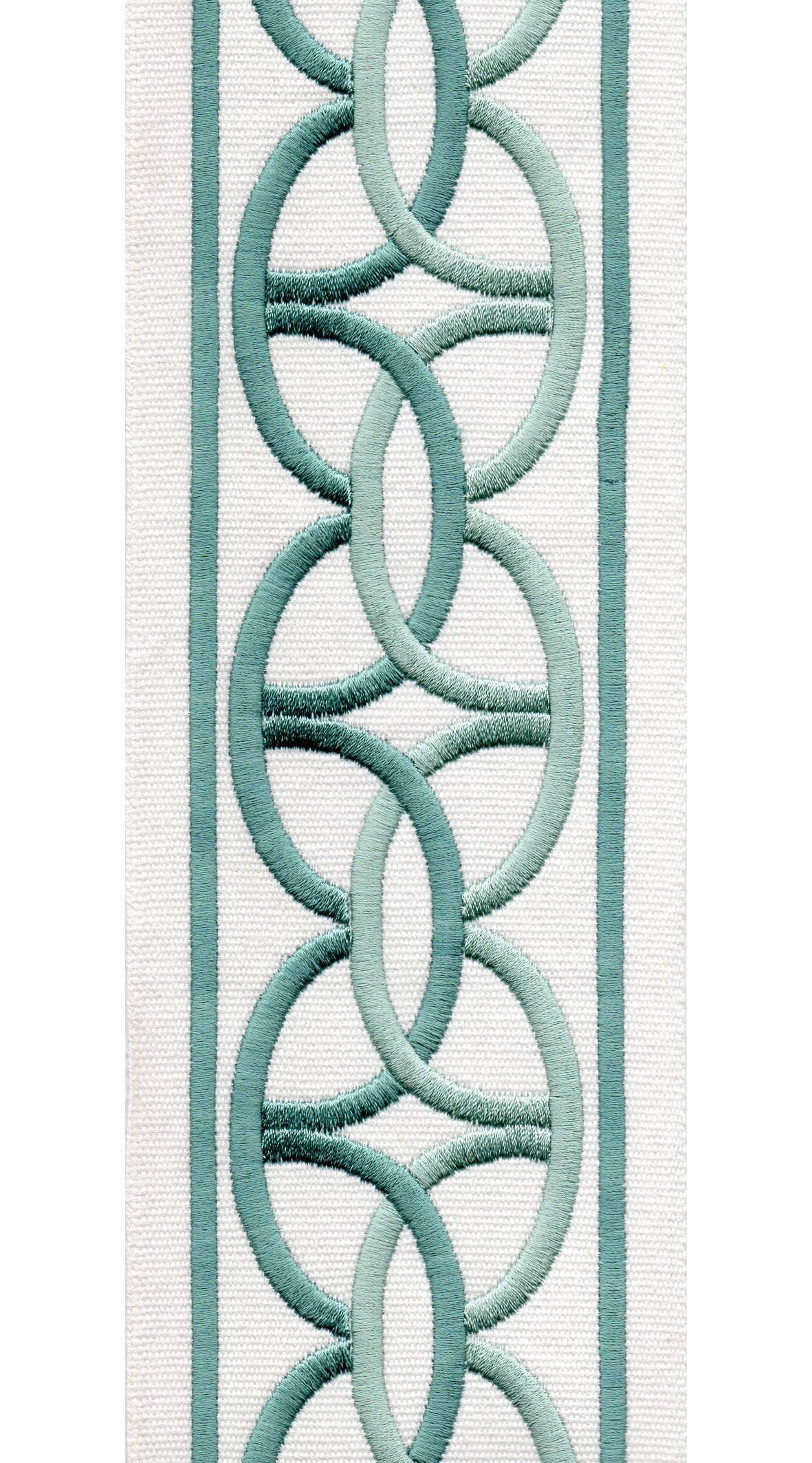 Ivory Mint 4 Inch Wide Cotton Canvas Geometric Trim Tape, Interlocking ...