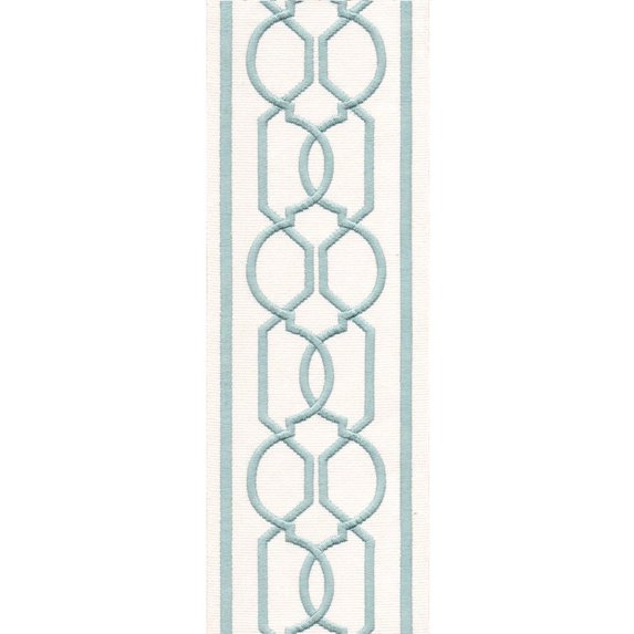 Ivory Mint 4 Inch Wide Cotton Canvas Geometric Trim Tape, Trellis ...