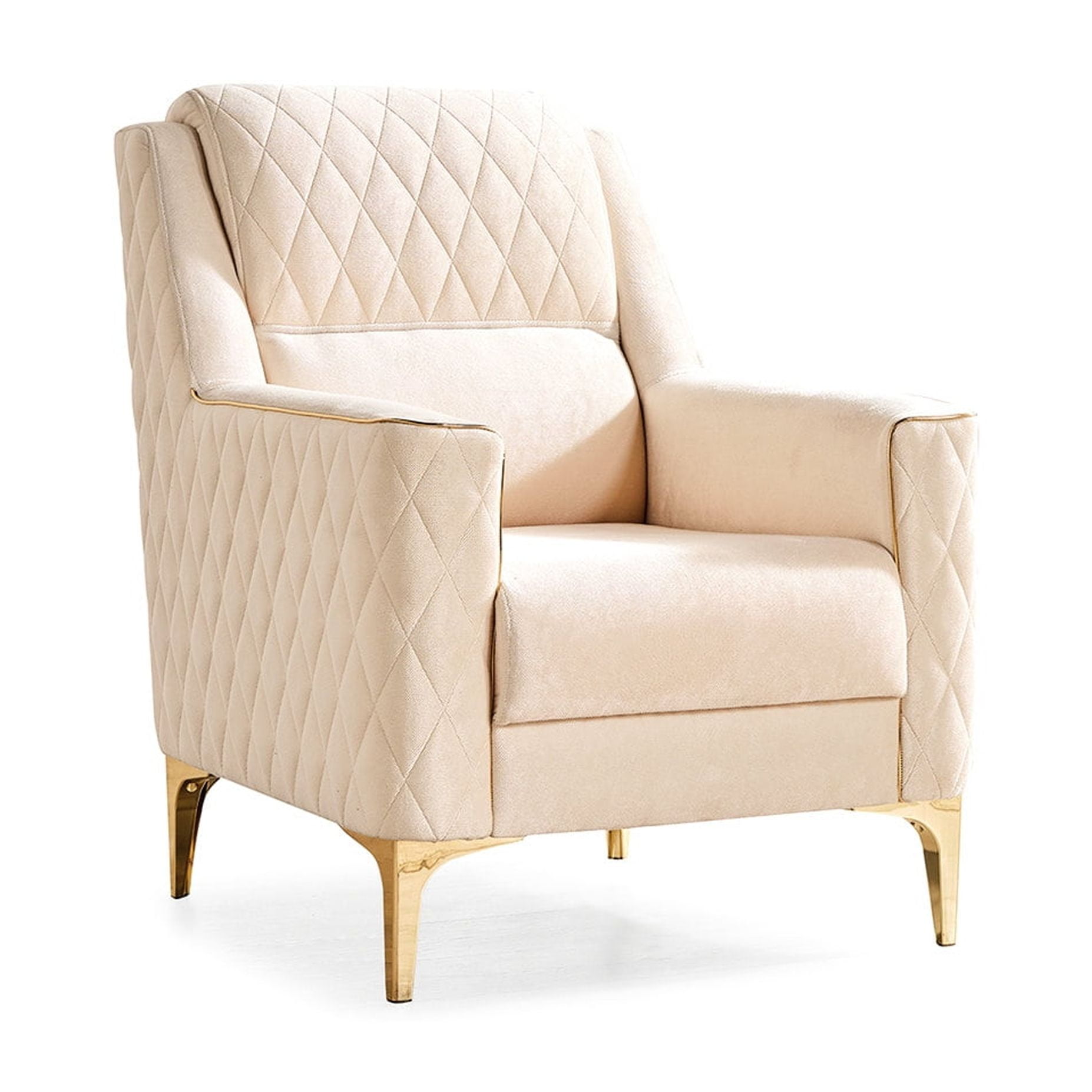 Ivory Modern Chair for Living Room - Textured Performance Fabric ...