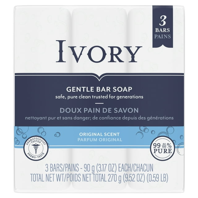 Ivory Dermatologist Tested Gentle Bar Soap, Original, Unscented ...