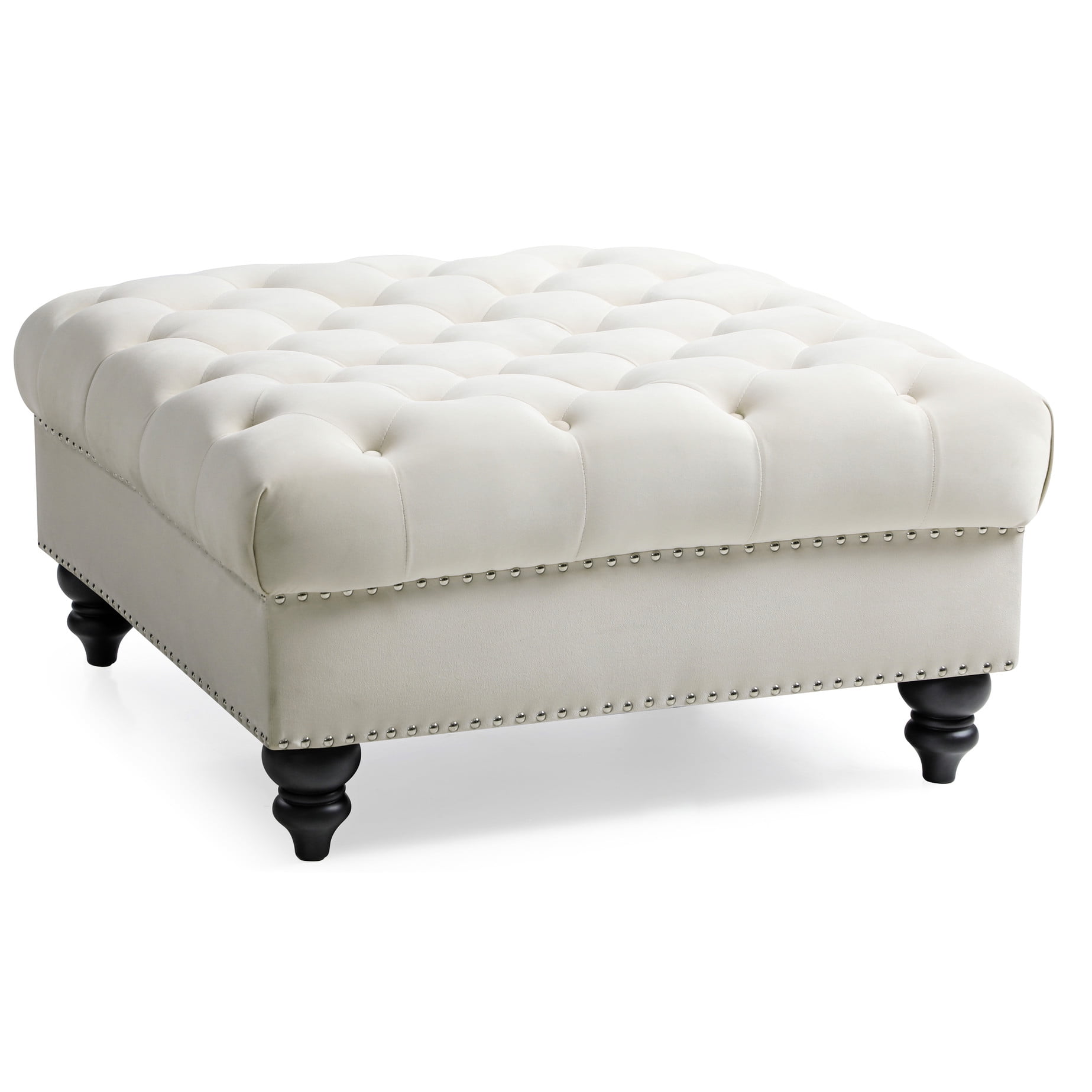 Ivory Ottoman | Comfortable Seating for Two at Home | Velvet and Foam ...