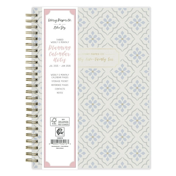 Ivory Paper Co for Blue Sky Monthly Weekly Notes Medium, 5.875" x 8.625 ...
