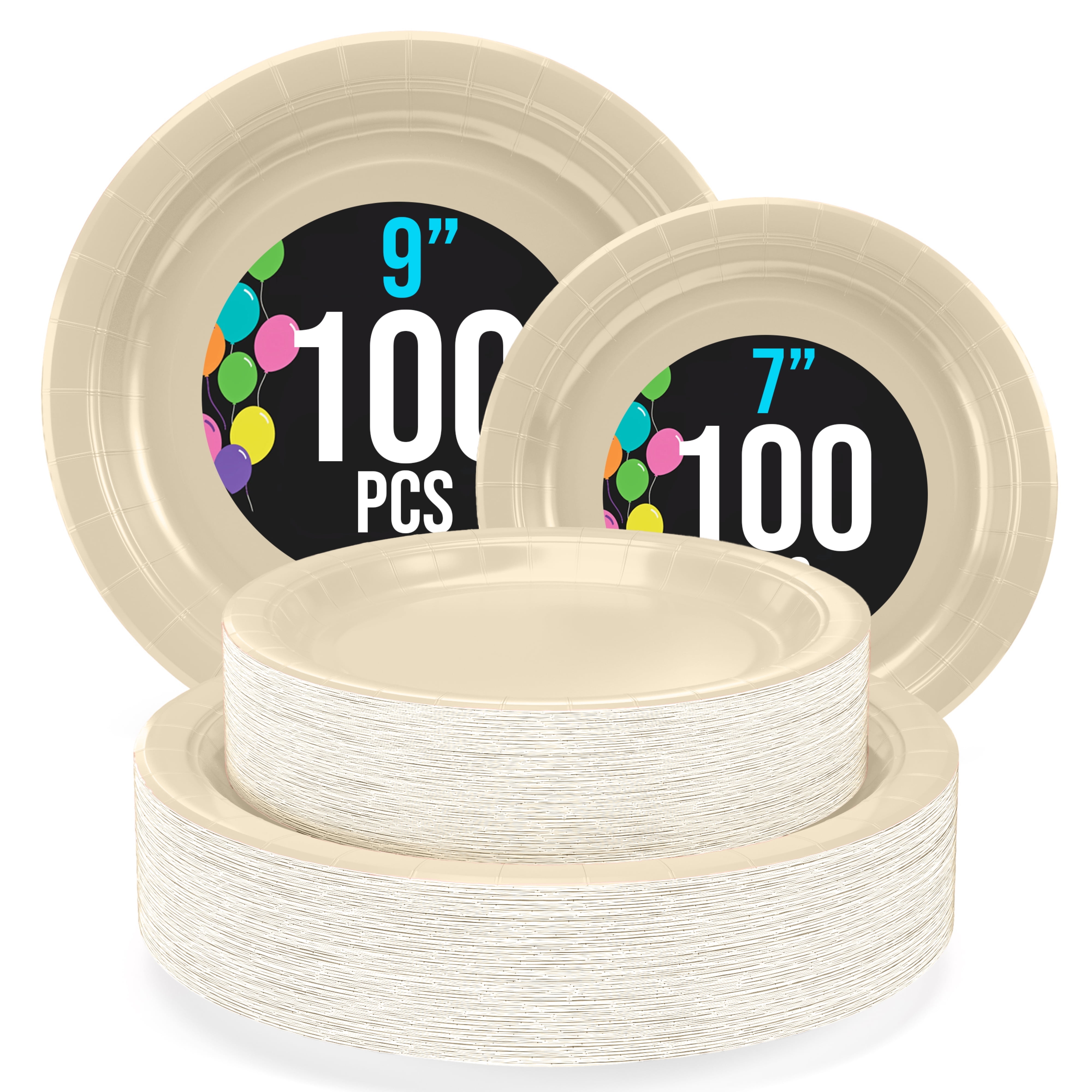 Ivory Paper Plates 200 Pack - 7" Ivory Paper Plates & 9" Ivory Paper ...