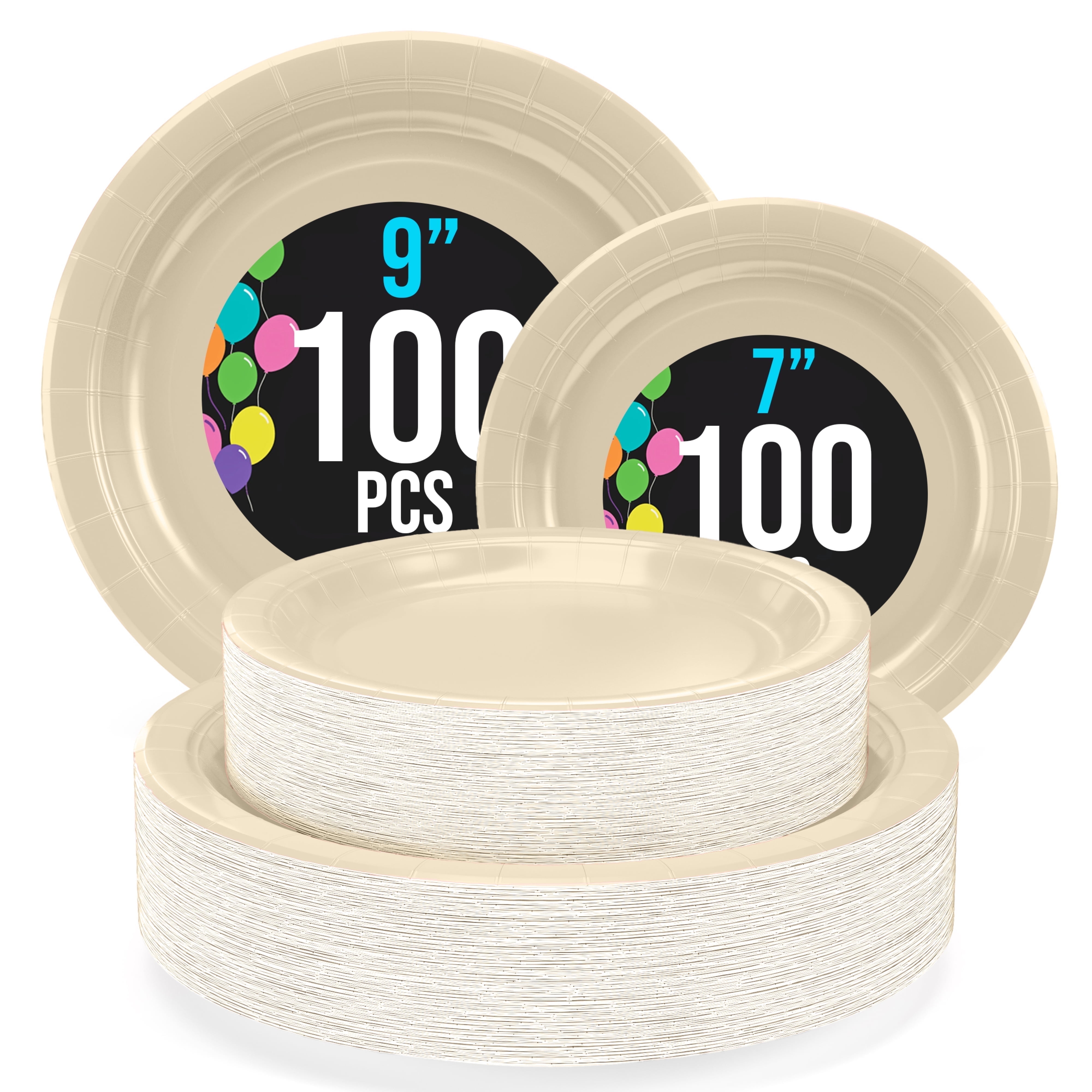 Exquisite Ivory Disposable Heavy Duty Paper Plates, 7 and 9 Inch, 200 ...