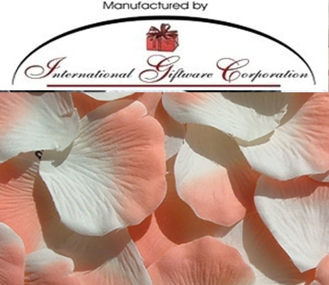 Ivory / Peach - Two Tone - 100 Silk Rose Petals Wedding Favors - Solid ...