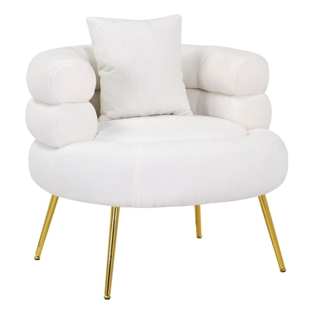 Ivory Polyester Barrel Accent Chair - Walmart.com