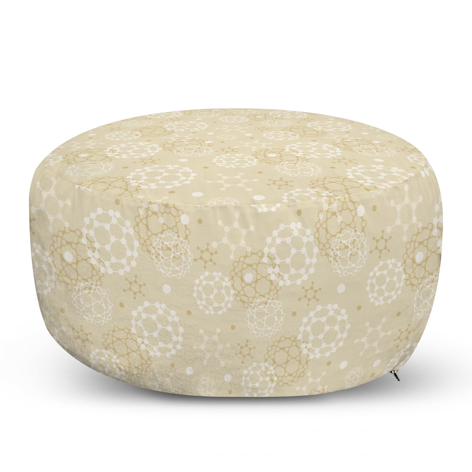 Ivory Pouf Cover with Zipper, Science Molecules Motif Chemical Bonds ...
