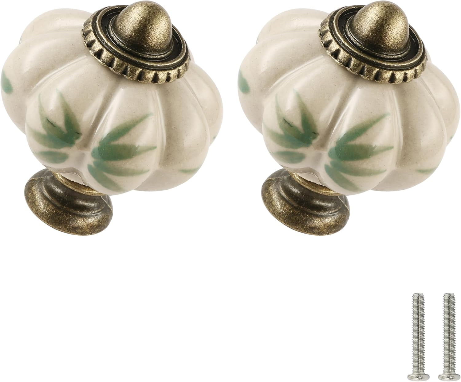Ivory Pumpkin Knobs 12 Pack Ceramic Cabinet Knobs Vintage Drawer Pulls ...