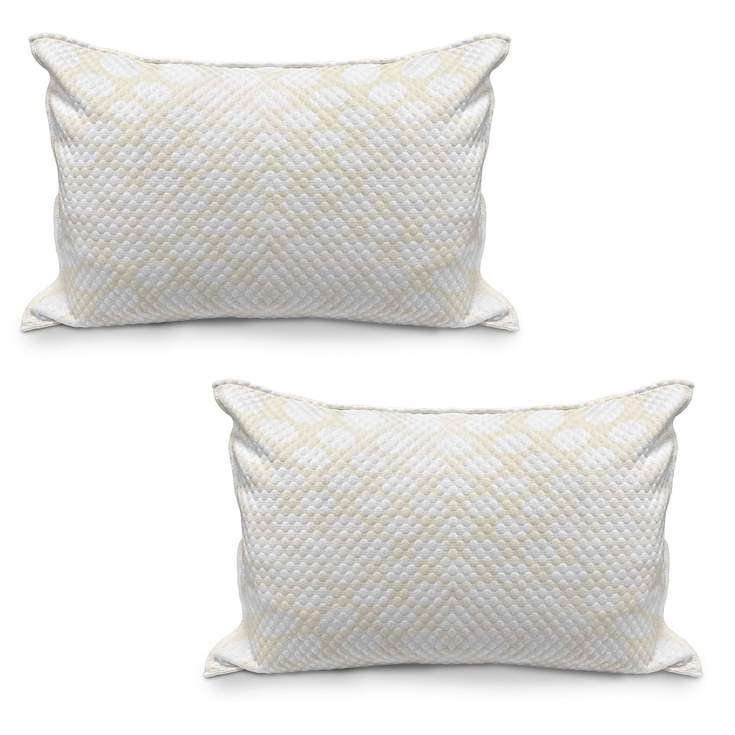 Ivory Quilted Pillowcover Set of 2, Retro Large Polka Dots Pattern with ...