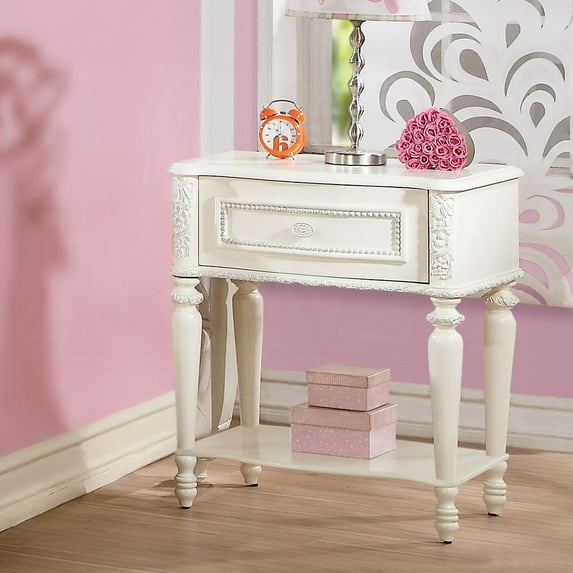 Ivory Rectangle 1-Drawer Nightstand | Bedroom Storage Solution with ...