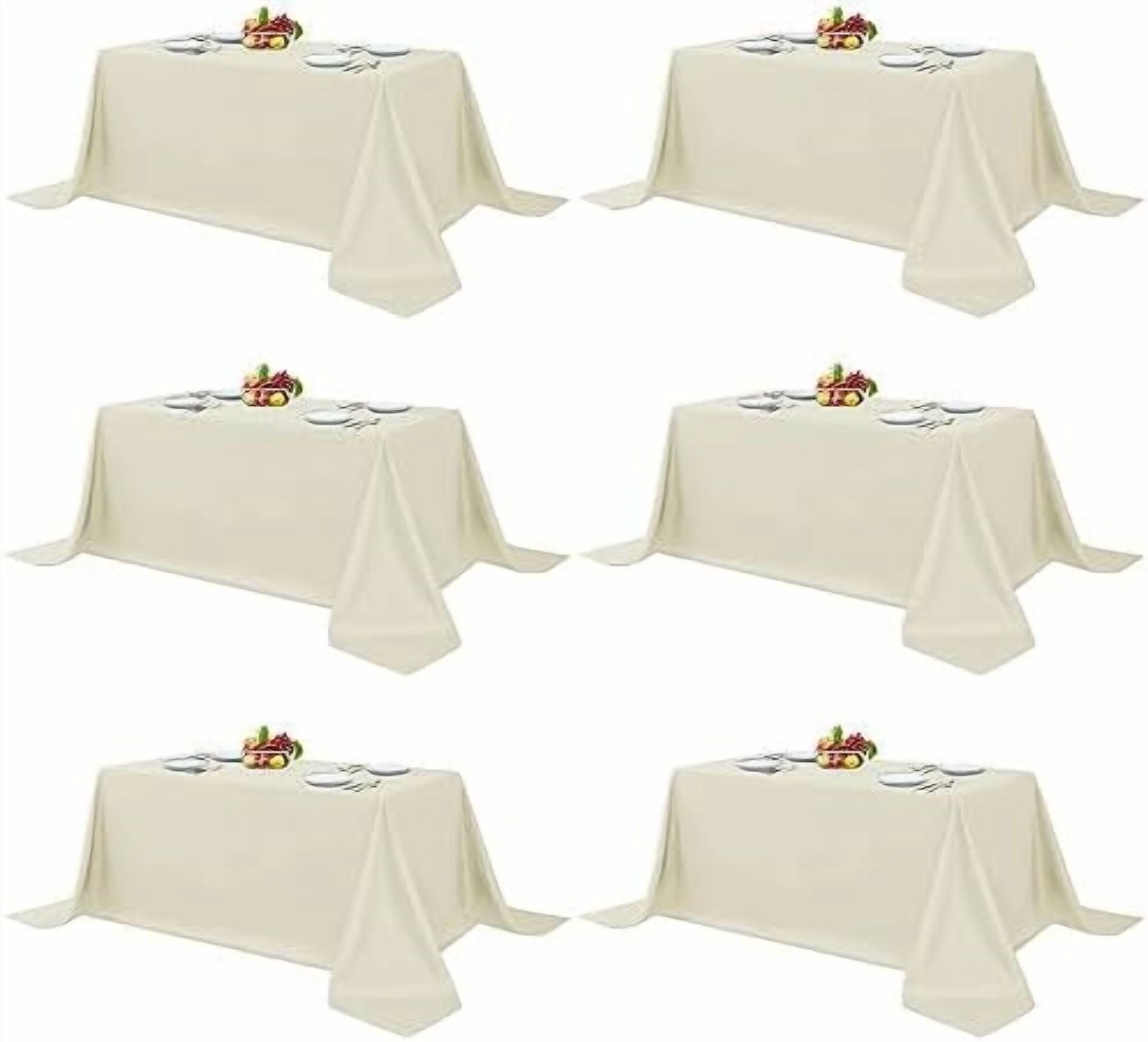 Ivory Rectangle Table Clothes, 6 Pack - 90 x 156 Inch - Reusable and ...