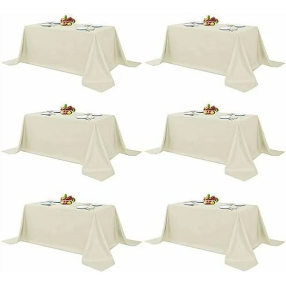 Ivory Rectangle Table Clothes, 6 Pack - 90 x 156 Inch - Reusable and ...