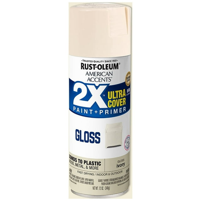 Ivory, Rust-Oleum American Accents 2X Ultra Cover Gloss Spray Paint- 12 ...