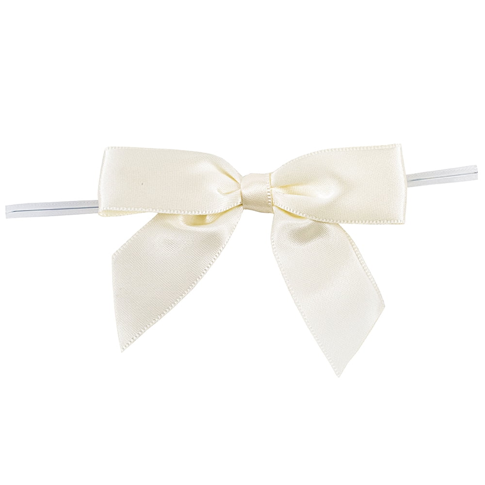 Ivory Satin Pre-tied Decorative Bows - 3" wide, Set of 10, Christmas ...
