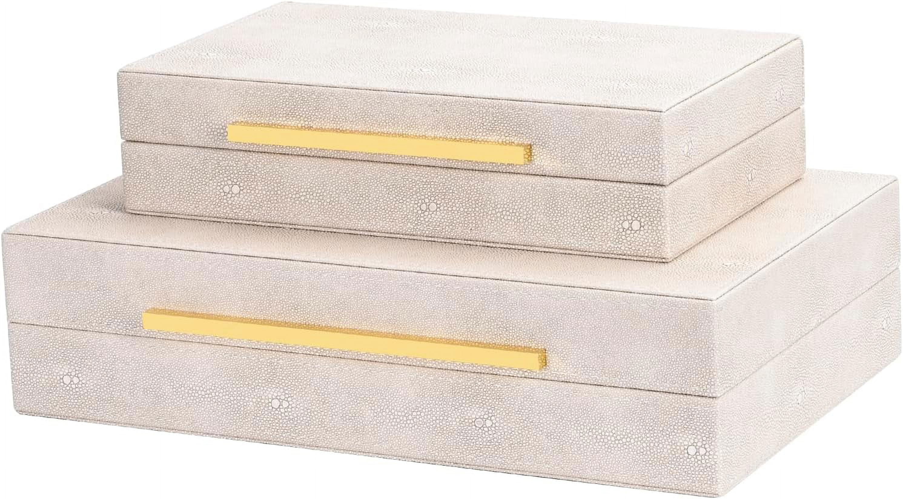 Ivory Shagreen box Faux Leather Set of 2 Decorative Boxes,Large ...