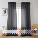 Ivory Sheer Curtains 54 Inch Long 2 Panels Set Rod Pocket Voile ...