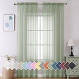 Ivory Sheer Curtains 54 Inch Long 2 Panels Set Rod Pocket Voile ...