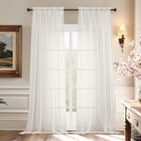 Ivory Sheer Curtains 54 Inch Long 2 Panels Set Rod Pocket Voile ...