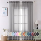 Ivory Sheer Curtains 54 Inch Long 2 Panels Set Rod Pocket Voile ...