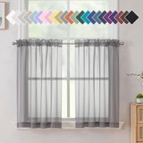 Ivory Sheer Curtains 54 Inch Long 2 Panels Set Rod Pocket Voile ...