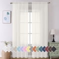 Ivory Sheer Curtains 54 Inch Long 2 Panels Set Rod Pocket Voile ...