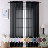 Ivory Sheer Curtains 54 Inch Long 2 Panels Set Rod Pocket Voile ...