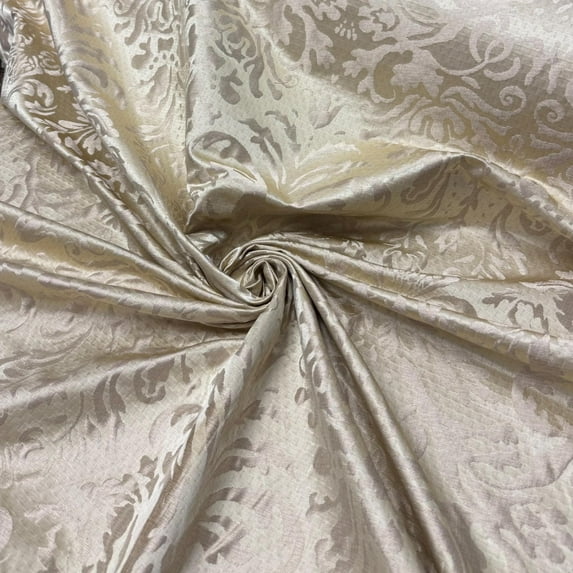 Ivory Silk Damask Brocade Fabric, 54" Wide, Apparel & Home Decor ...