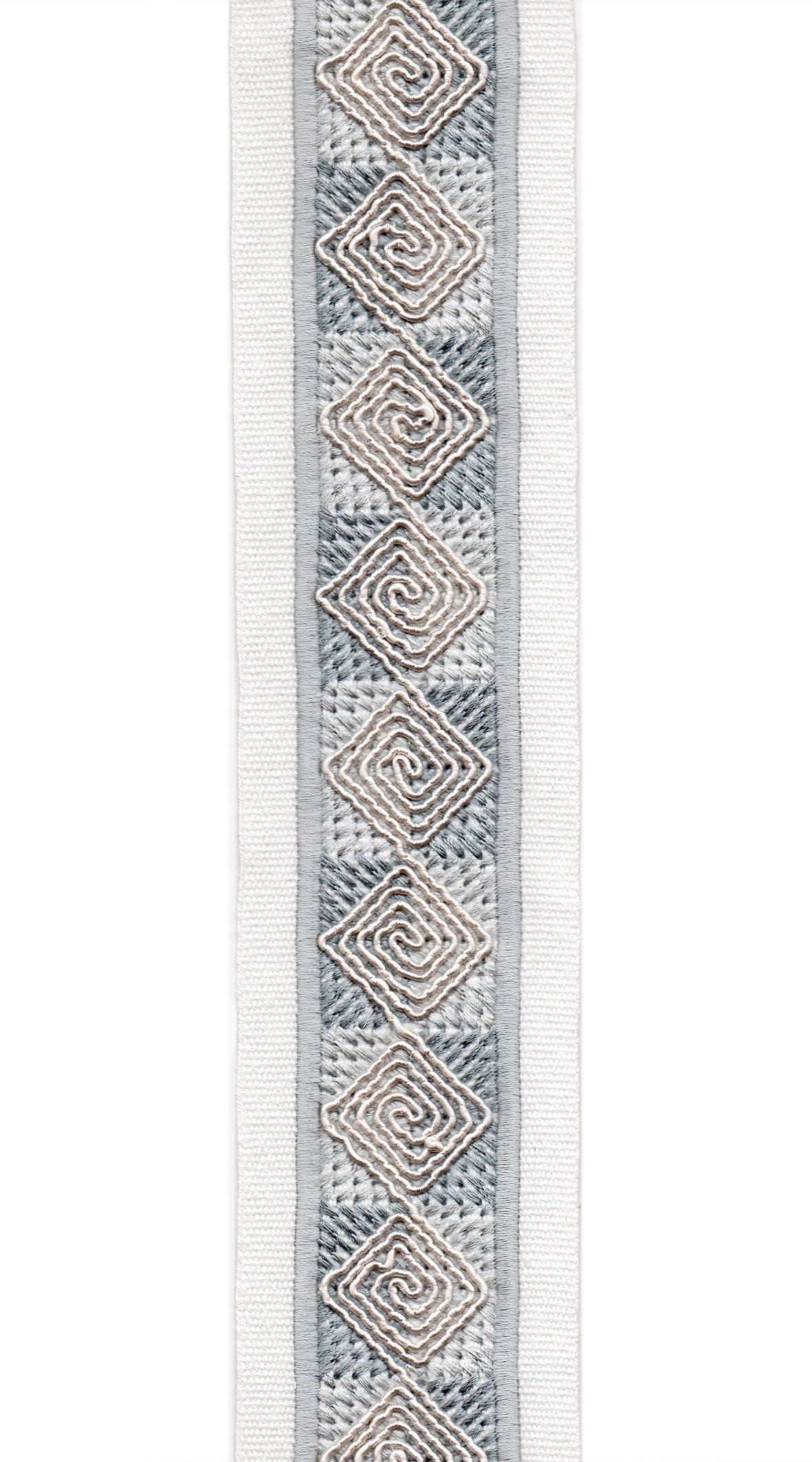 Ivory & Silver Geometric Spiral Diamond 2.5 Inch Wide Cotton Canvas ...