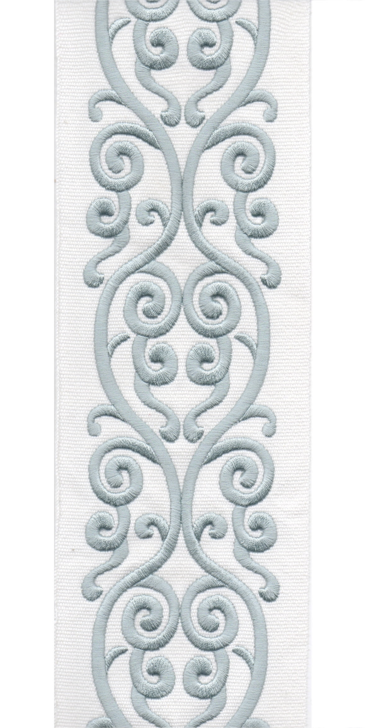 Ivory Sky 4 Inch Wide Cotton Canvas Scroll Trim Tape, Embroidered Look ...