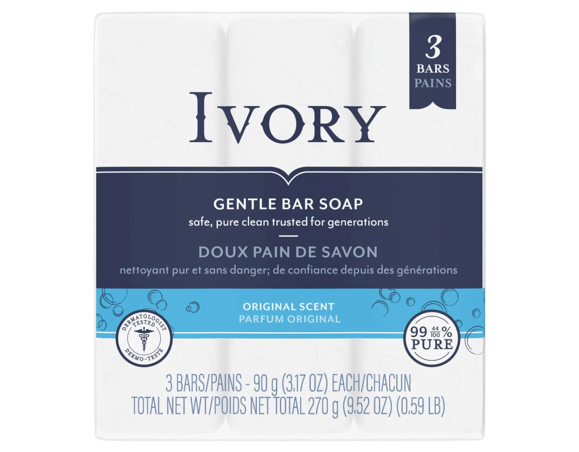 Ivory Soap Simply Ivory 3 Bars 3.1 Ounce Each (Value Pack Of 24 ...