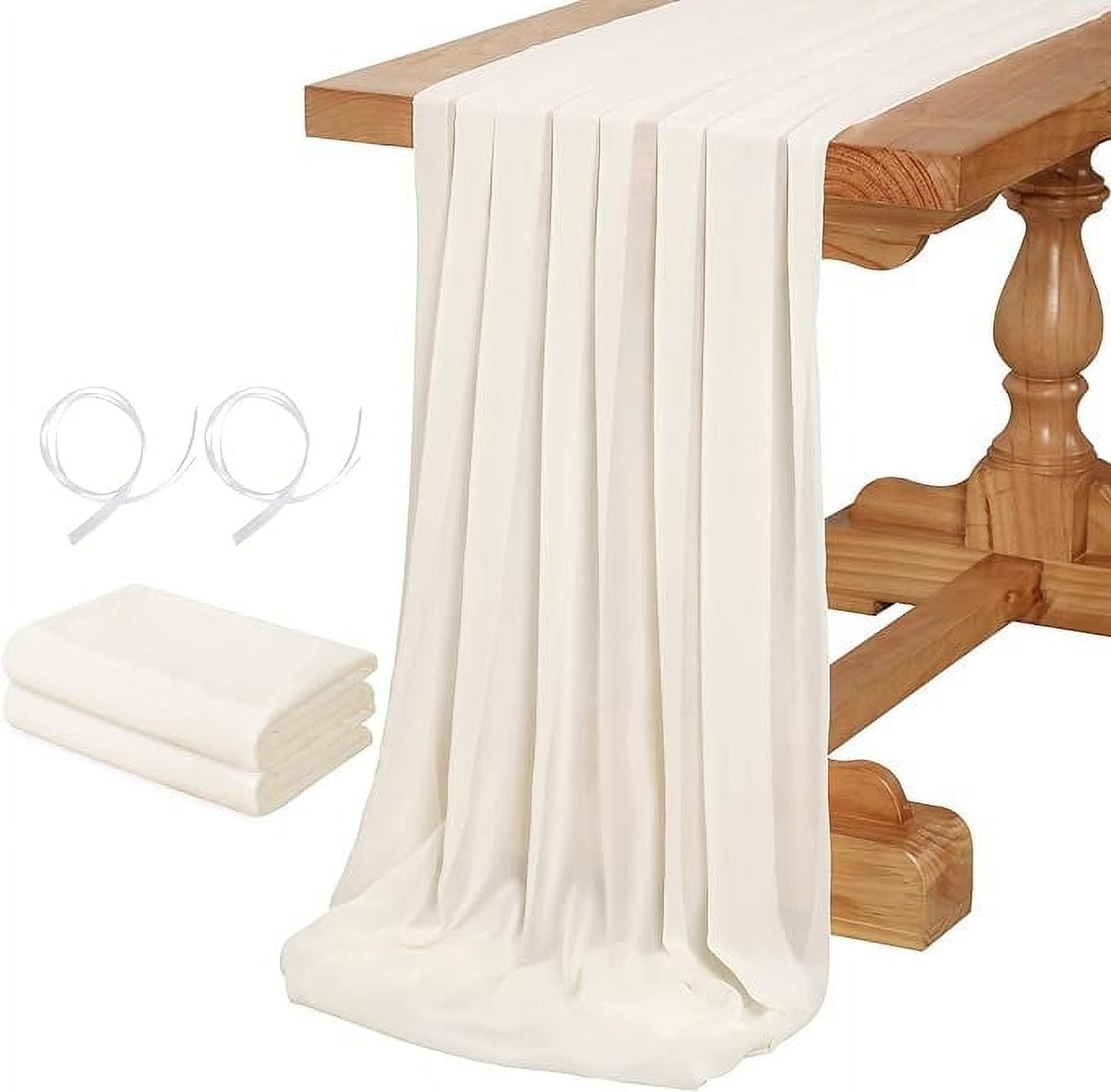 Ivory Table Runner 2 Packs Sheer Chiffon Fabric 27x120 Inches Romantic ...