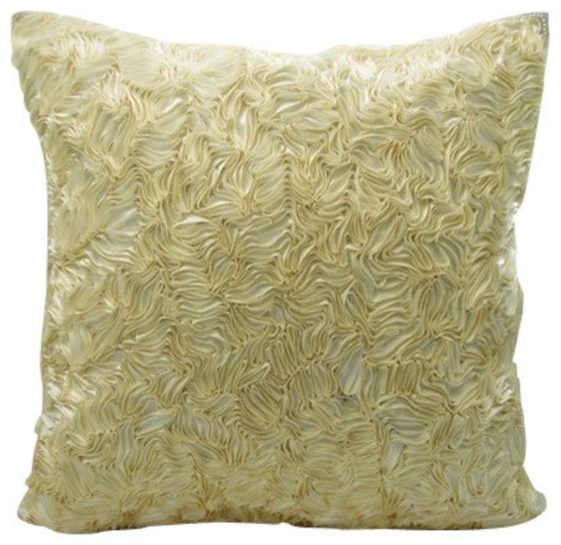 Ivory Throw Pillows Cover Couch, Textured Ribbon Pillows Cover, 14x14 ...