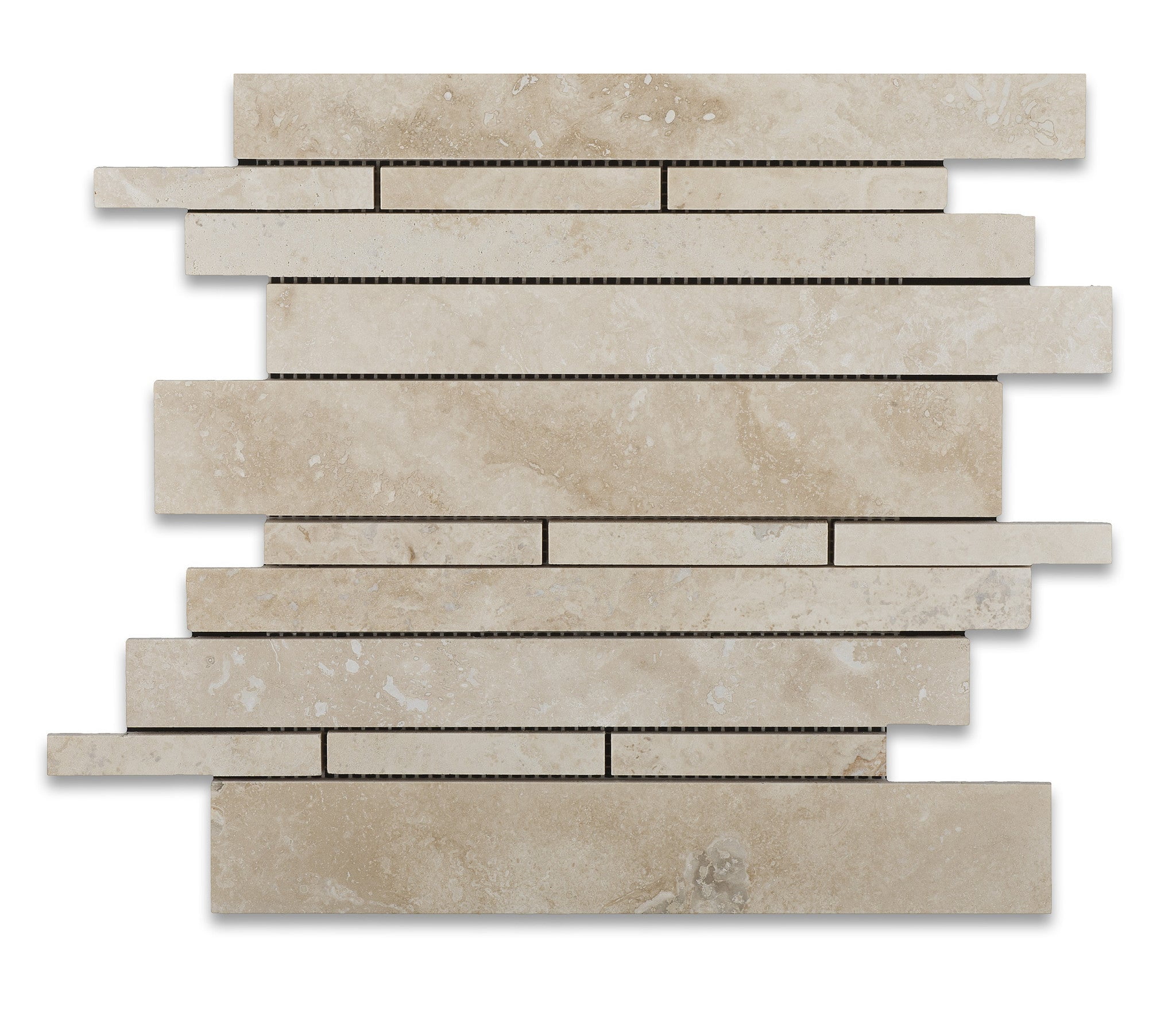 Ivory Travertine Honed Random Strip Mosaic Tile Sample - Walmart.com