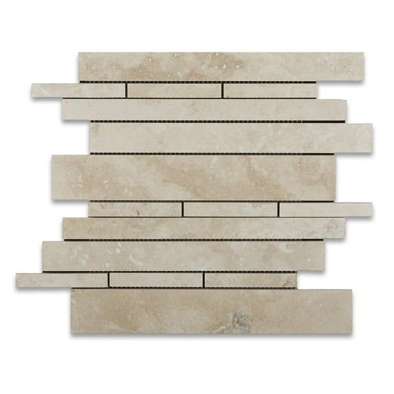 Ivory Travertine Honed Random Strip Mosaic Tile Sample - Walmart.com