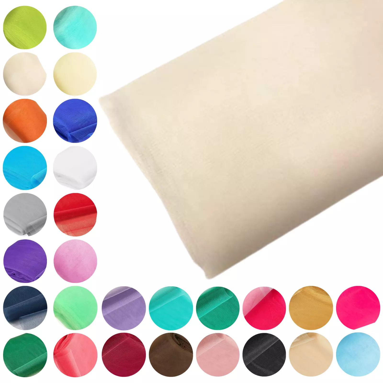 (Ivory) Tulle Fabric Roll - 54 Inch by 40 Yards (120FT), Lightweight ...