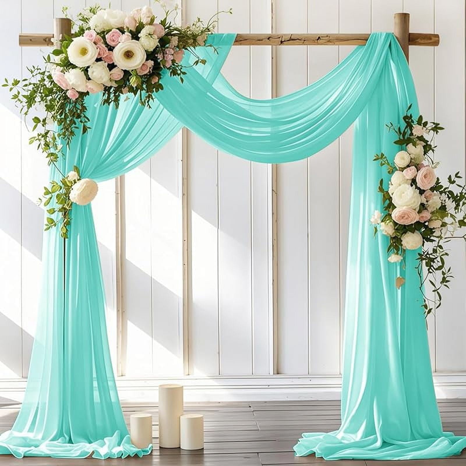 Ivory Wedding Arch Draping Fabric 2 Panels 30'' x 18FT Sheer Chiffon ...