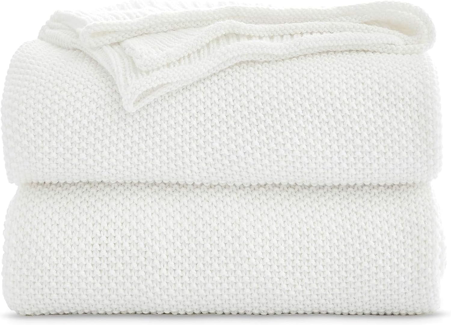 Ivory White Cotton Cable Knit Throw Blanket for Couch Sofa Chair Bed ...