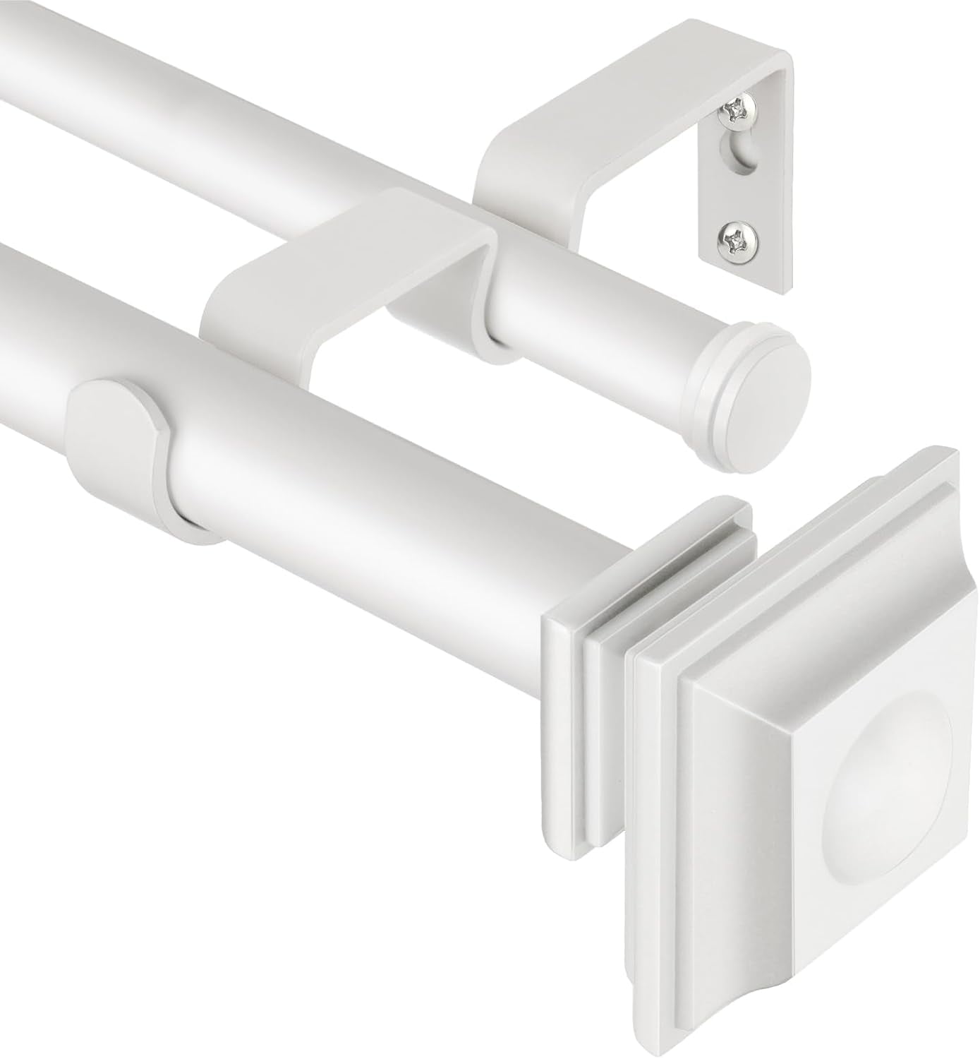 Ivory White Double Curtain Rods, Adjustable 36 to 72 Inches, 1 Inch ...
