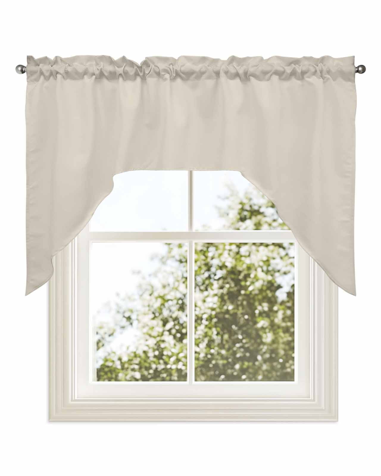 Ivory White Kitchen Curtains Swag Valance for Windows/Bathroom/Cafe ...