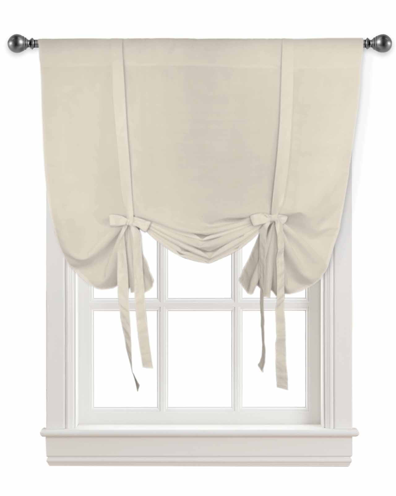 Ivory White Tie Up Curtains for Kitchen Bathroom Bedroom Windows 45 ...
