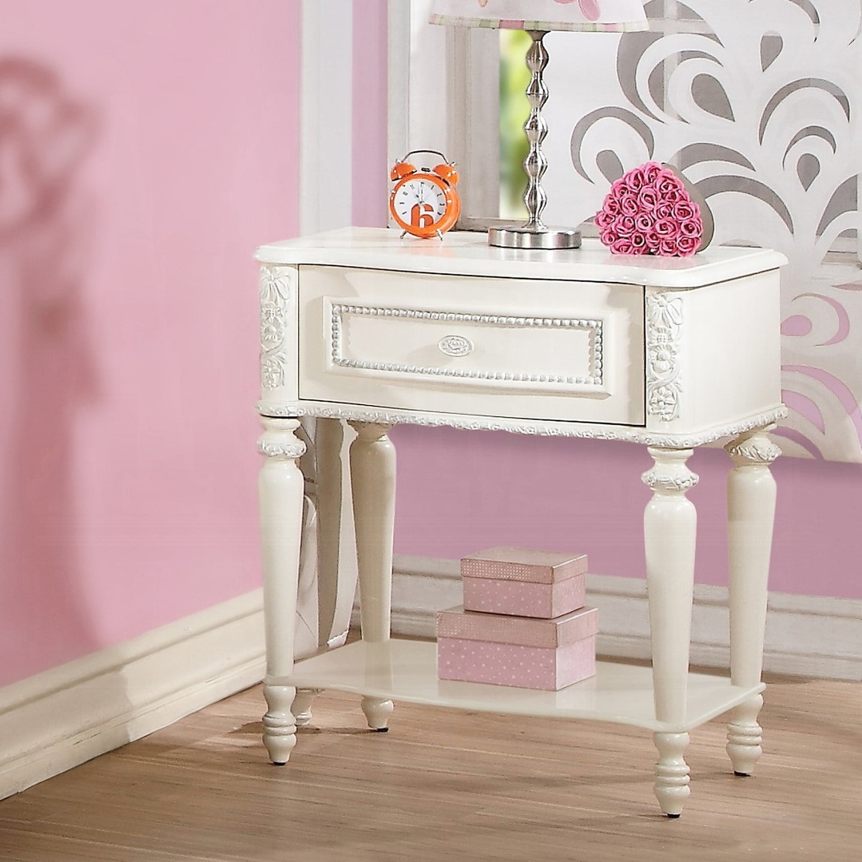 Ivory Wood 1-Drawer Nightstand | Offers Convenient Bedroom Storage with ...