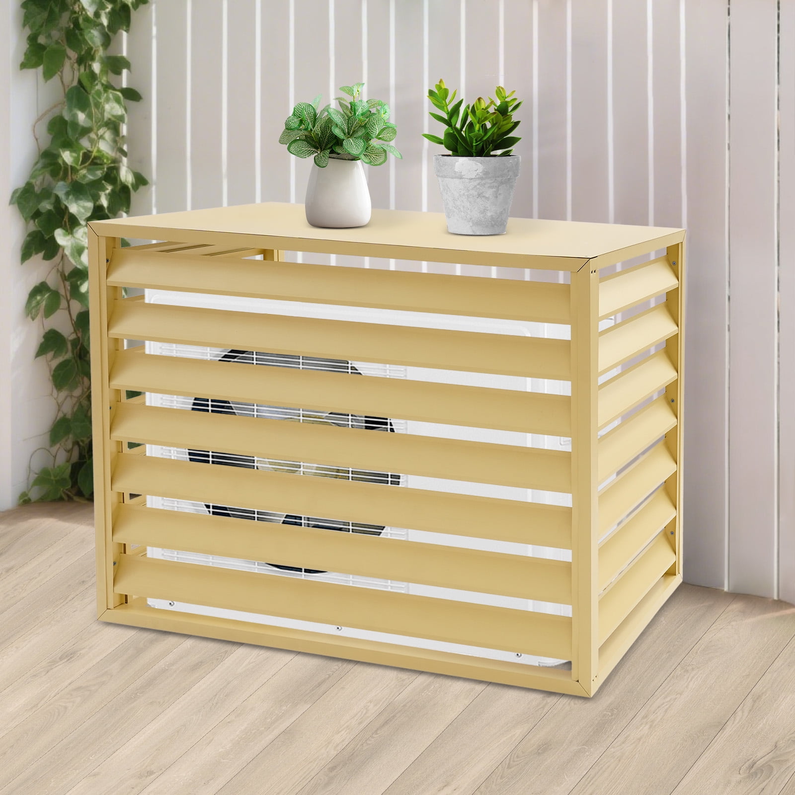 Ivory Yellow Aluminum Alloy AC Fence With Top Panel 43x24x31 Inch 4 ...