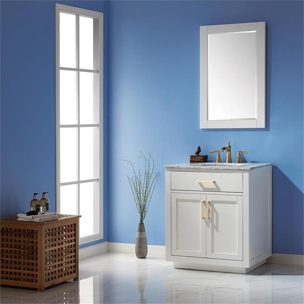 Ivy 30" Single Bathroom Vanity Set in White and Carrara White Marble ...