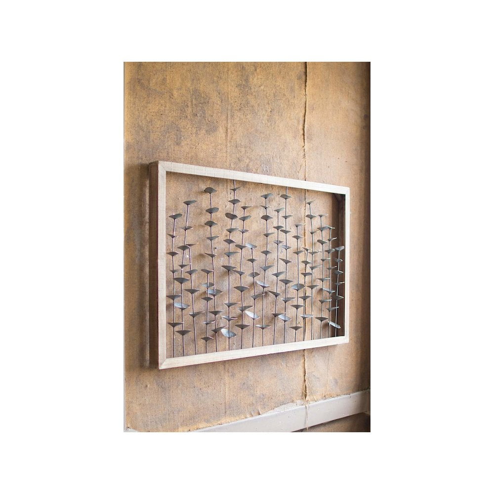 Ivy Deco Wood Framed Metal Leaves Wall Hanging - Walmart.com