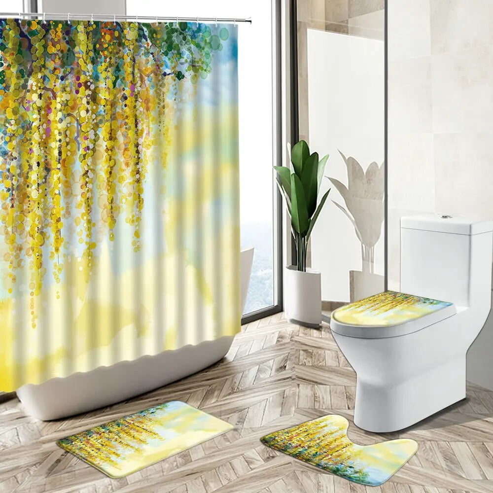 Ivy Flower Plant Scenery Shower Curtain Spring Watercolor Art Painting ...